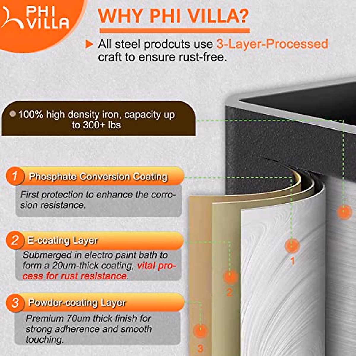 PHI VILLA Outdoor Patio C Spring Rattan Chairs Set of 2 Pieces High Back Wicker Dining Chair with Metal Frame for Patio, Deck, Porch - Brown