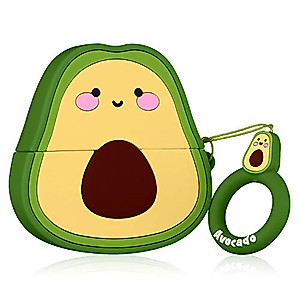Coralogo for Airpods Pro 2019/Pro 2 Gen 2022 Case, Cute Fruit Cartoon Funny Character Protective Keychain Cover 3D Fun Cool Soft Silicone Skin Air pods Pro Charging Cases for Airpod Pro (Avocado)