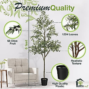 Artificial Olive Tree 6FT for Home Decor Indoor Bonus 20 ft String Light .Olive Trees Artificial Indoor Tree-Faux Olive Tree 6FT,Fake Olive Tree Faux Trees Indoor Tree,Faux Tree,Olive Tree Artificial.