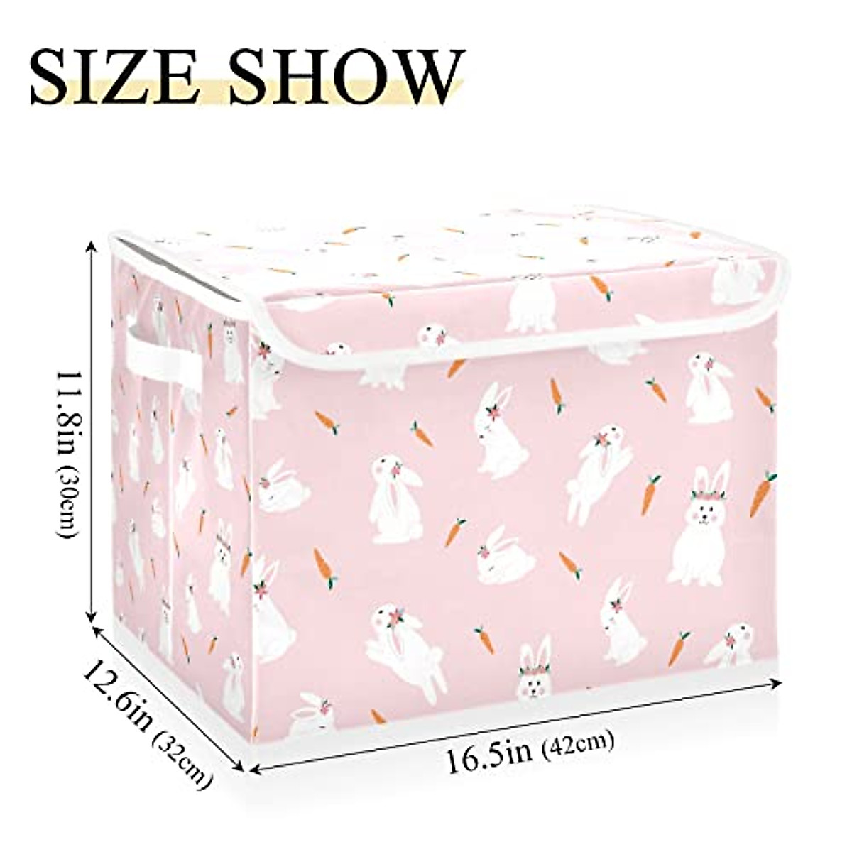 innewgogo Easter Bunnies Storage Bins with Lids for Organizing Cube Cubby with Handles Oxford Cloth Storage Cube Box for Car