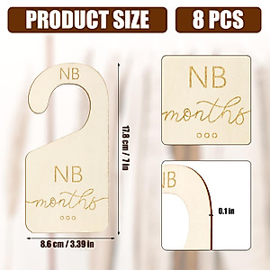 8pcs Baby Clothes Dividers, Wooden Infant Closet Dividers Hangers Lovely Size Closet Organizer from New Born to Toddler Nursery Closet Dividers for Girls Boys Wardrobe