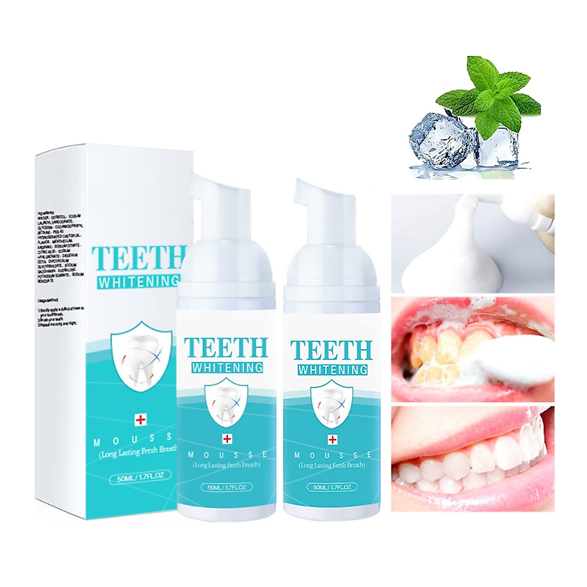 2Pcs Teeth Whitening Mousse Foam Teeth Whitening Toothpaste,Whitens Teeth Fresh Breath,Deep Cleaning Toothpaste,Toothpaste Replacement Mouthwash, Mouthwash Teeth Whitening