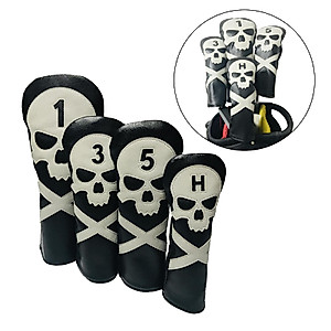 YIJU 4Pcs Cover Driver Cover Golf 1 3 5 UT Covers Replacement Guard with Skull Pattern and Numbers
