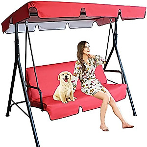 BTURYT Swing Canopy Replacement Cover & Swing Cushion Cover,Outdoor Patio Swing Seat Cover Replacement,Waterproof 2/3 Seater Swing Top Cover and Chair Cover-(top Cover + Chair Cover)