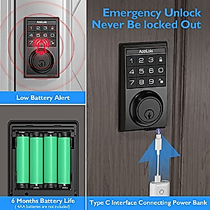 AppLoki Smart Lock, Electronic Keypad Deadbolt Lock, Keyless Entry Door Lock with Auto-Lock, 100 User Codes, Anti-Peeping Password, Easy to Install and Program, Keypad Door Lock for Home Bedroom