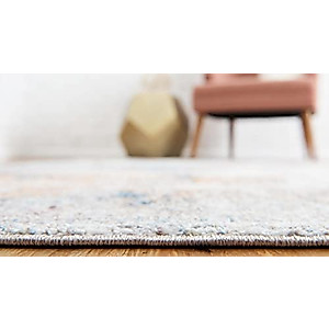 Unique Loom Rainbow Collection Modern Abstract Watercolor Multi Area Rug (8' 0 x 11' 0)