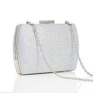 Silver Clutch Bag for Women Evening Handbags Sparkling Glitter Purse Elegant Shoulder Bag for Dance Wedding Bridal Graduation Party Crossbodybag