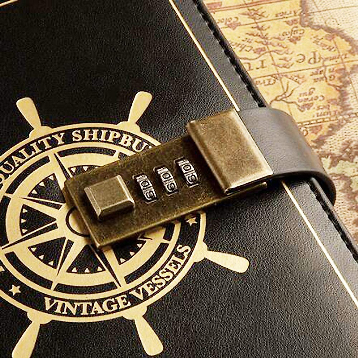 Diary And Notebook Digital Password Notebook Leather Binder Journal Combination Metal Code Lock Diary Print Bronzing Locking Journal Diary (Color : White)