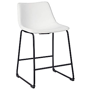 Signature Design by Ashley Centiar Urban Industrial 23.75" Counter Height Bucket Seat Barstool, 2 Count, White