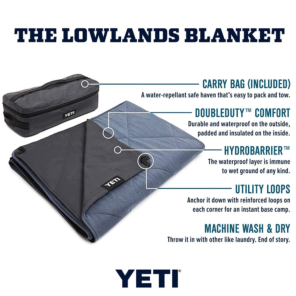 YETI Lowlands Blanket, Multi-Use Blanket with Travel Bag, Alpine Yellow