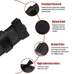 Kewucn 2 Pack Car Roll Bar Grab Handles Grip Handle with 3 Straps, Easy to Install and Durable Grab Handle Set, Compatible with 1987-2023 Wrangler YJ TJ JK JKU JL JLU & Gladiator JT (Black)