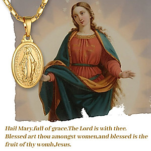 GOLDCHIC JEWELRY Gold Blessed Our Lady Of Guadalupe Pendant Necklace for Women, 18k Gold Plated Mary Medallion Necklace, Medal Necklace For Women Men-With Gift Box