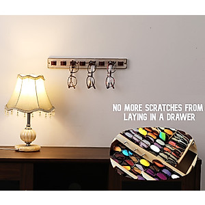 KELEQUI ZAP Sunglasses Organizer for Wall Rustic Home Decor Wood Eyeglass Display Farmhouse Wall Mounted Eyewear Rack Sunglass Holder for Multiple Glasses Unique Birthday Gifts for Dad Husband