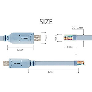 OIKWAN Console Cable USB to RJ45, USB Cable Compatible with Routers/Switch/Windows 7, 8,10,11 (10ft)