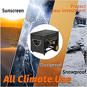 GEHENG Runtime Generator Cover, 100% Waterproof Generator Cover, Double Layer Design, All Weather Use, Extra Heavy Duty 600D Water Resistant Polyester Tarp, 32"x24"x24", Tear-resistant, black.