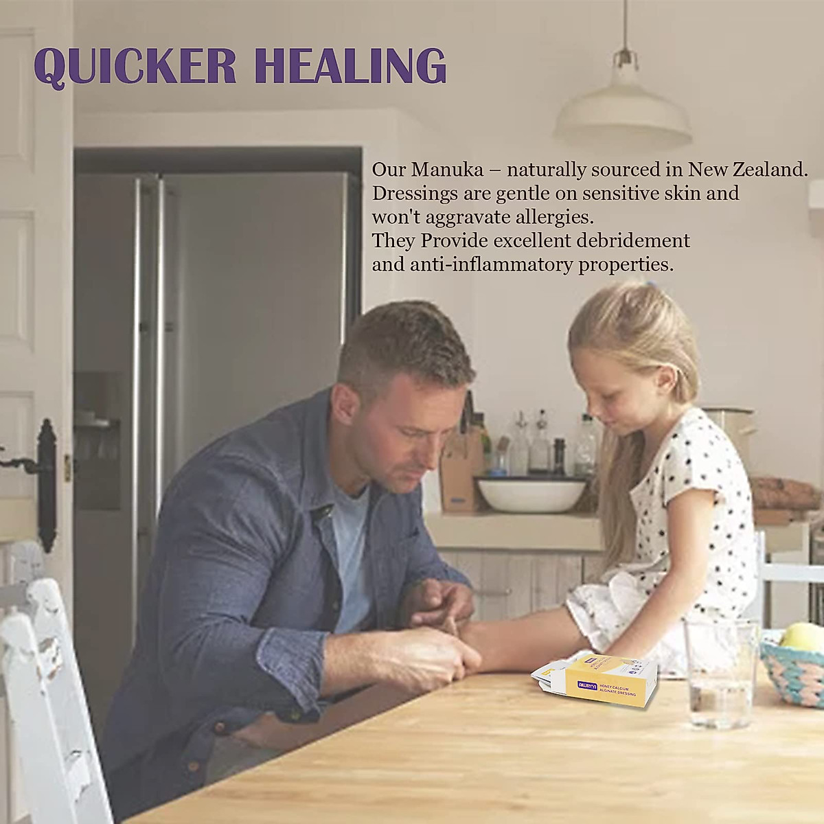 [Pack of 10] Honey Calcium Alginate Dressing 2”x2”, Honey Wound Patches with Calcium, Fast Healing Honey Pads for Bedsores, Surgical Wound, Diabetic Foot Ulcers, Burns and Skin Tears