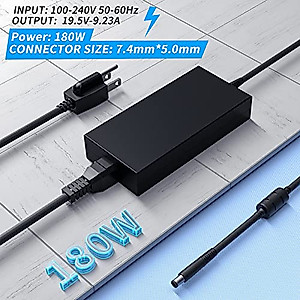 VHBW Replacement for Dell 180W Power Adapter Laptop Charger Compatible with Dell Alienware 15 17 G3 G5 G7 Area 51M R2 Precision 7530 7730 7740 M4700 M4800 74X5J JVF3V DA180PM111 AC Adapter