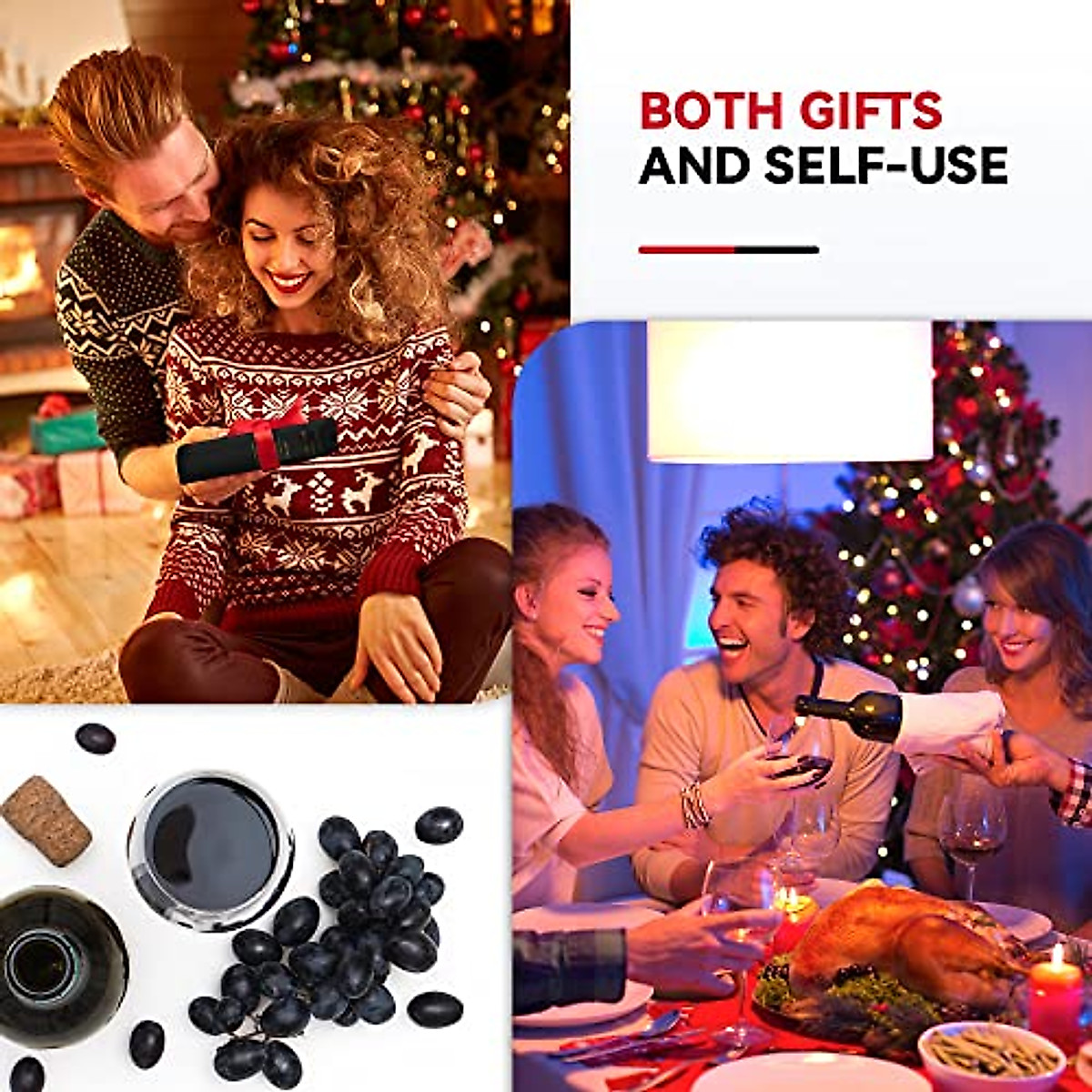 EUHOMY Electric Wine Opener with USB Charging,Reusable Stainless Steel Cordless Electric Wine Bottle Opener SET with 2-in-1 Aerator &Pourer, Foil Cutter, Vacuum Preservation Stoppers