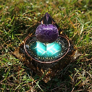 12 Zodiac Orgone Crystal Pyramid, Natural Amethyst with Obsidian,Healing Crystals Pyramid for Protection Chakra, Unique Constellation Pyramid for Positive Energy, Healing Money Health(Gemini)