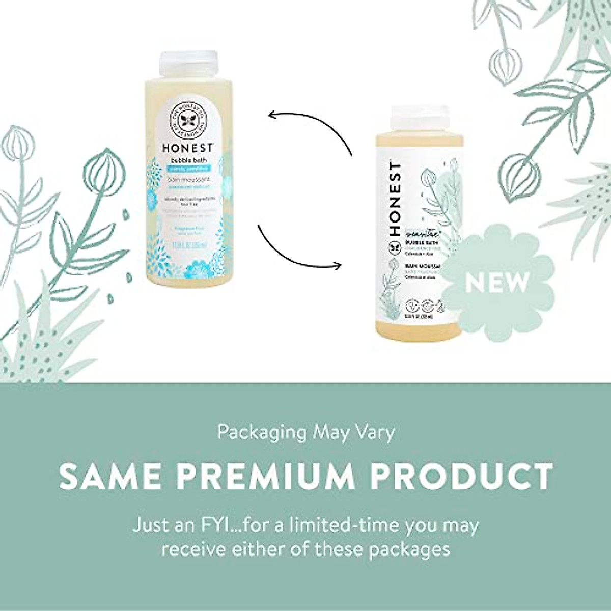 The Honest Company Foaming Bubble Bath | Gentle for Baby | Naturally Derived, Tear-free, Hypoallergenic | Fragrance Free Sensitive, 12 fl oz