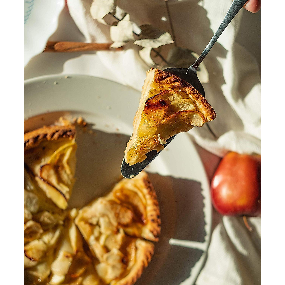 sansheng 5 Pack Stainless Steel Cake Server, Stainless Steel Pie Machine Cake Rack Handle Scraper Slot Pizza Machine Cutting Knife Professional Shovel Server