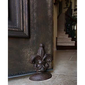 Lulu Decor, Cast Iron Fleur De Lis Door Stop, 2 Lbs, Door Stopper (Antique Brown)