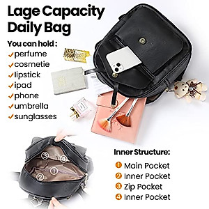 6 Pieces Mini PU Leather Backpack Purse Set Cute Girls Bowknot Small Backpack Rucksack Satchel Shoulder Bag Bookbag for Women Teen Girls