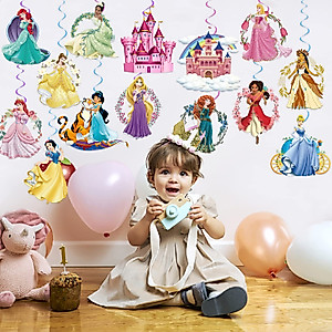 58 Pcs Princess Party Supplies Decorations Hanging Swirls,Princess Party Swirls Streams for Girls Princess Birthday Party Supplies