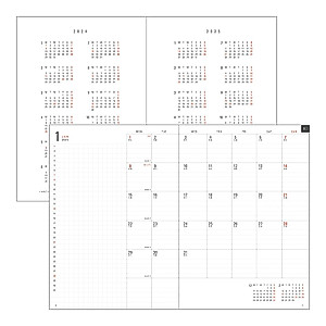 Midori 22280006 Flat Diary Notebook, 2024, A5, Monthly, White, Starts October 2023 (A5)