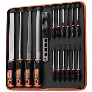 Simniam 18Pcs Professional Files Set, Premium T12 Metal Files with Suitcase, Flat/Triangle/Half-Round/Round Large Files & 12x Needle Files&Cleaning Brush, Perfect for Wood, Metal&DIY Project