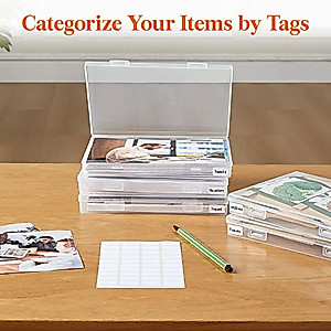 Lifewit Photo Storage Box 5x7 Photo Case, 9 Inner Photo Keeper, Clear Photo Boxes Storage, Seed Organizer Craft Storage Box for Cards Pictures Stamps Office Supplies with 1 Sheet Label Sticker