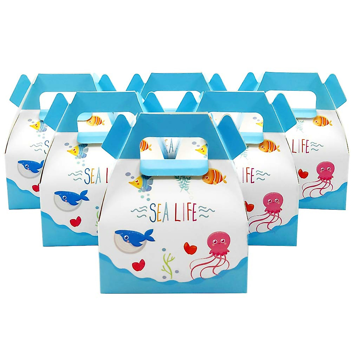 20 Piece Small Size Candy Box for Kids Sea Ocean Life Animals Fish Whale Crab Octopus Party，Cake Treat Gift Box Candy Cookie Containers Goodie Bag，Baby Shower Party Decoration Party Favor Supplies
