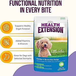 Health Extension Little Bites Chicken & Brown Rice Dry Dog Food (4 lb / 1.8 Kg) - Natural with Probiotics and Superfoods for Teacup, Toy & Small Breeds (Pack of 2)