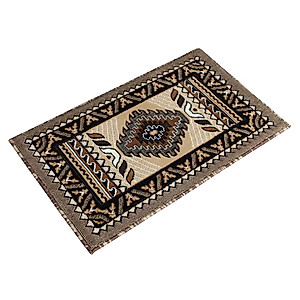 YHSF South West Native American Area Rug D143 - Easy Clean, Thick, Soft, Durable Tribal Indian Inspired Kingdom Design Runner Rug for Bedroom/Living Room and More - Berber, 2 Feet x 3 Feet 4 in
