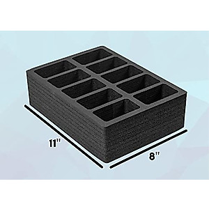 Polar Whale 4 Large Compact Organizer Stands Premium Durable Black Foam Tray Washable Waterproof Insert Storage for Home Bathroom Bedroom Cosmetic 11 x 8 x 3 Inches 10 Compartments