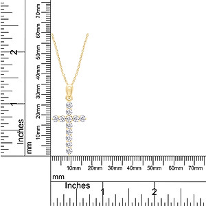 SAVEARTH DIAMONDS 1 1/10 Carat Round Cut Lab Created Moissanite Diamond Cross Pendant Necklace In 14K Yellow Gold Over Sterling Silver For Women With 18" Chain(VVS1 Clarity, 1.10 Cttw)
