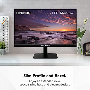 HYUNDAI 24 Inch Professional Thin LED Monitor - Full HD 1080p Resolution, HDMI & VGA Ports, 75Hz Refresh Rate VESA Mountable , Sleek Black Design for Home and Office (24FOM Series)