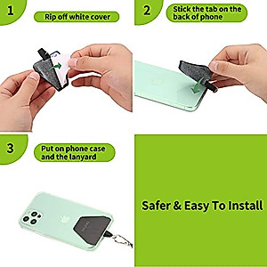 OUTXE Phone Lanyard Tether with 4 Patch- 2× Phone Tether, 4× Phone Patch with Adhesive, Compatible with Smartphone- Silver