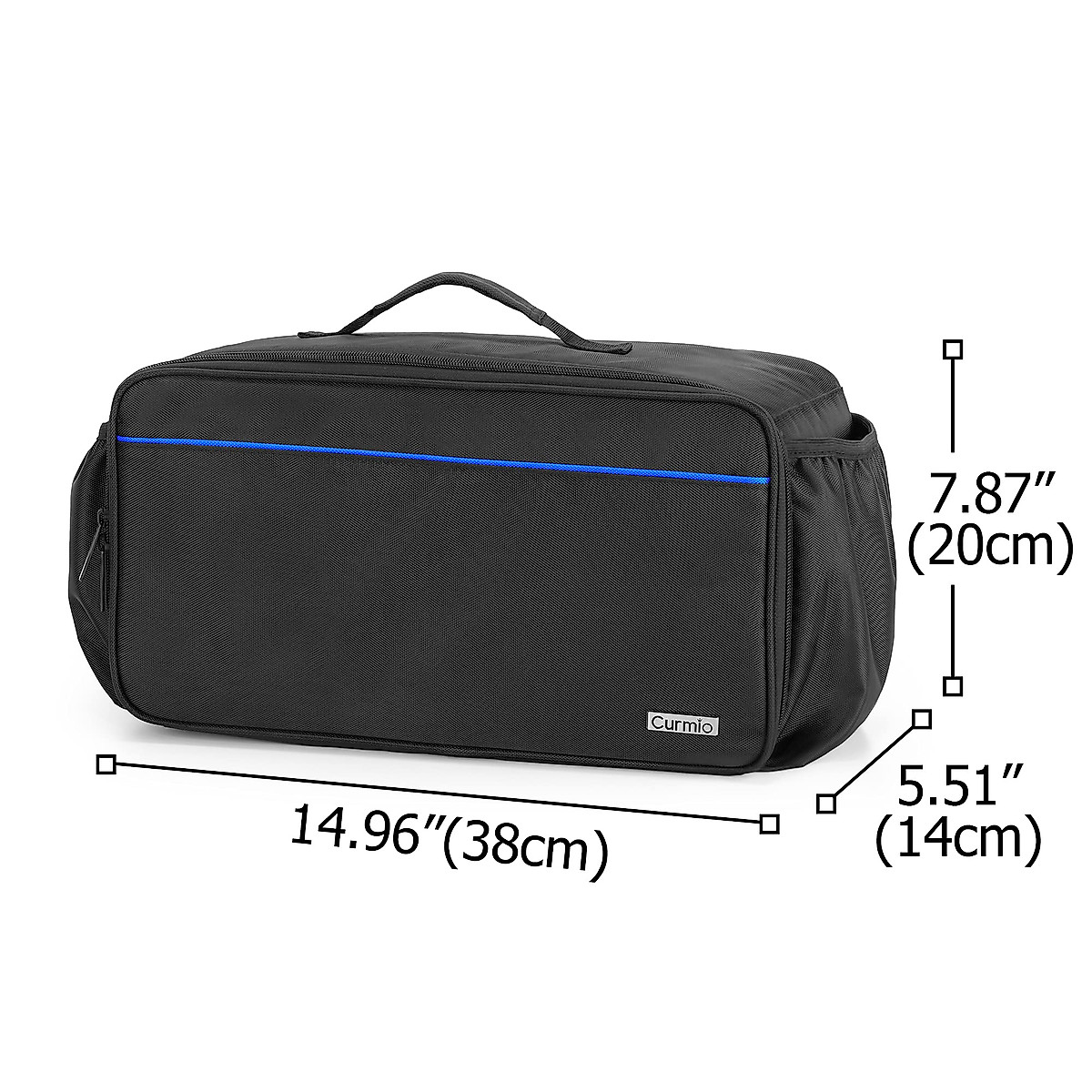 CURMIO Game Disc Storage Bag Holds Up to 24 Discs, Game Disk Travel Case Compatible for PS5/PS4/PS4 Pro/PS3/Xbox One/Xbox 360//Xbox Series X/S, Blue Stripe(Bag Only)