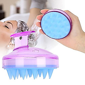 Shampoo Massager Brush, Round Silicone Scalp Massage Exfoliator Comb for Hair Cleaning Washing, Shampoo Brush Massager for All Hair Types of Women, Men (purple)