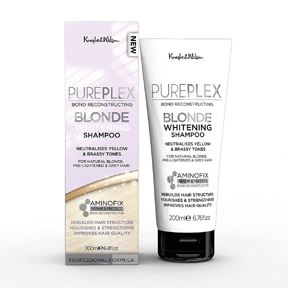 PurePlex Bond Reconstructing Blonde Conditioner. Neutralizes Brassy & Yellow Tones in All Blonde, Lightened and Grey Hair Whilst Repairing and Leaving Hair a Clean, Crisp White Blonde.