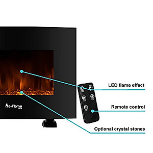 e-Flame USA Sundance Curved Wall Mounted or Freestanding LED Electric Fireplace with Remote - Adjustable, Timer, Remote - 22-inch