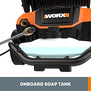 WORX WG604 1600 Max PSI 13A Pressure Washer with Rolling Cart, Black and Orange