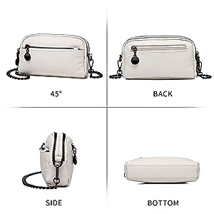 Wesccimo Small Crossbody Clutch Purses For Women White Beige Wristlet Handbag Trendy Chain Leather Snakeskin Print Evening Purse