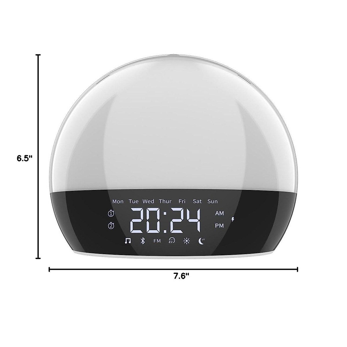 Sunrise Alarm Clock, Bluetooth Speaker Sound Machine, Sunrise and Sunset Simulation, Snooze, Dual Alarms, FM Radio & Reading Lamp, 11 Natural Sound for Gentle Wake Up