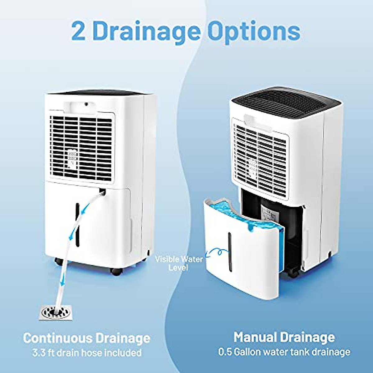 COSTWAY Dehumidifier for Large Room and Basements, 1500 Sq. Ft Portable 24 Pints Dehumidifier with 3 Modes, 2 Speeds, 12H Timer, Auto or Manual Drainage, 0.5 Gallon Water Tank, 4 Wheels for Home and Basements