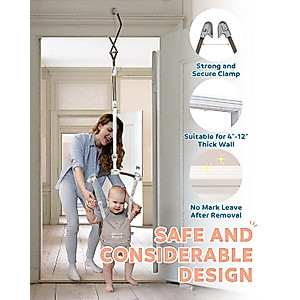 Infant Master Baby Doorway Jumpers, Sturdy Johnny Jumper w/Adjustable 10.8"-23.6" inches Strap, Soft Baby Johnny Bouncer w/Seat Bag, Ideal Gift for Infant, Portable and Easy to Use, Grey