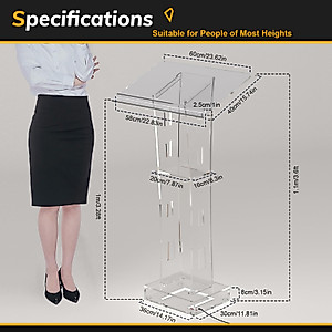 Clear Podium with Light, Acrylic Podium Stand Lecterns & Podiums Pulpits for Churches, Presentation Clear Podium Lectern Church Acrylic Podium Stand for Churches, Weddings, School, Office (US Stock)
