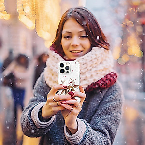 Mavis's Diary 3Pcs Phone Case Compatible iPhone 15 Pro Case Cover Clear Soft Silicone Transparent Slim Fit Protective Skin Bumper Ultrathin Protector Women Girls Xmas Gift Winter Cute Pattern