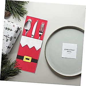 NOLITOY 40 Pcs Christmas Cutlery Bag Cutlery Bags Mini Bottles Cover Cutter Fork Bag Xmas Tableware Bag Tableware Pocket Xmas Theme Cutlery Bag Dining Table Accessories Non-woven Fabric